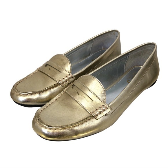 Chaps | Shoes | Chaps Leather Penny Loafers Classic Metallic Gold ...
